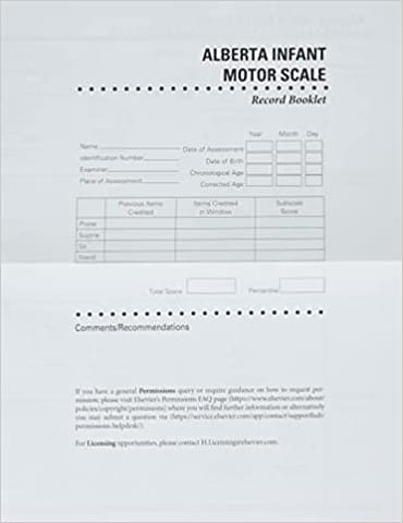 Alberta Infant Motor Scale Score Sheets 2nd Edition 2021 By Piper