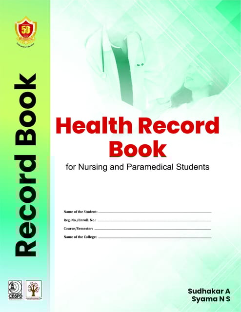Health Record Book for Nursing and Paramedical Students 1st Edition ...